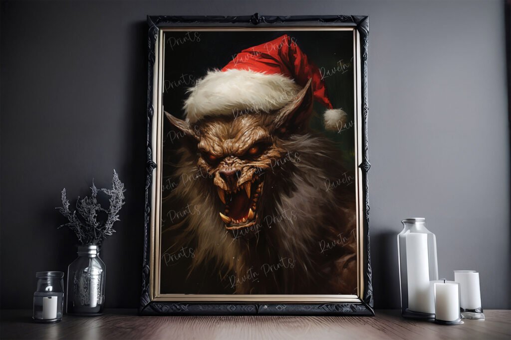 RaveIn Prints - Christmas Werewolf, Gothic Home Decor, Dark and Moody ...